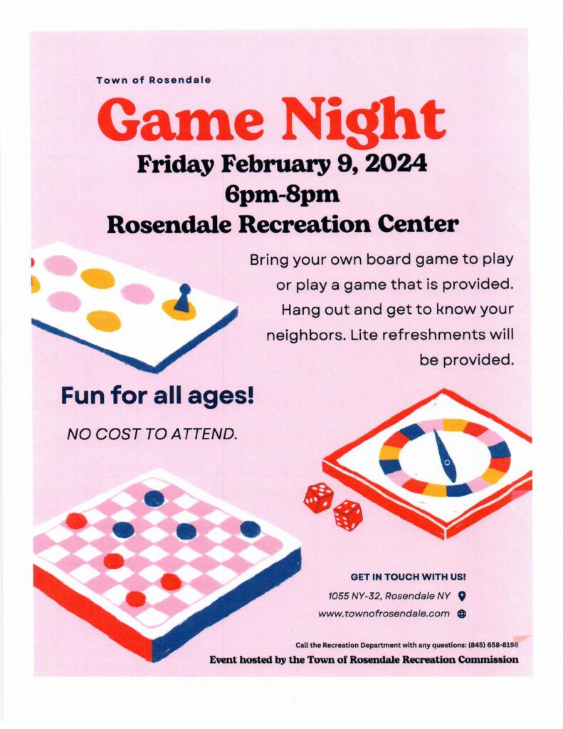 Town of Rosendale Recreation Center Game Night | Town of Rosendale, NY